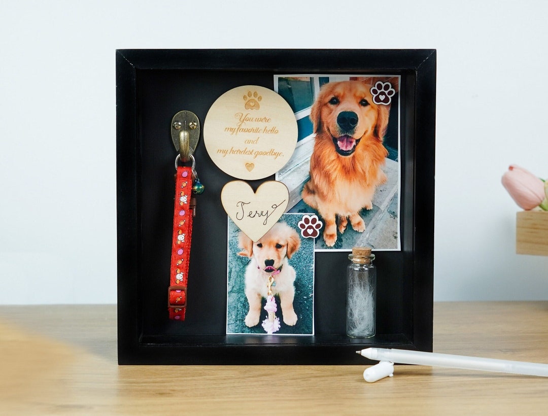 Personalized Pet Shadow Box, Pet Memorial Coller Holder Frame, Pet Loss ...