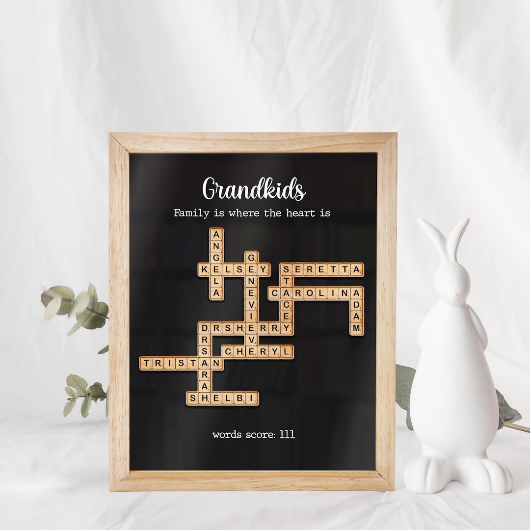 Family Crossword Sign, Personalized Family Name Sign, Custom Family ...