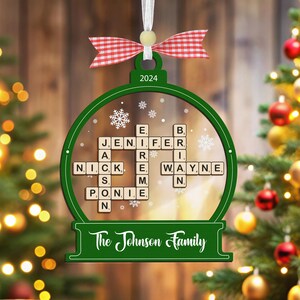 Family Crossword Christmas Ornament, Scrabble Personalized Christmas ...