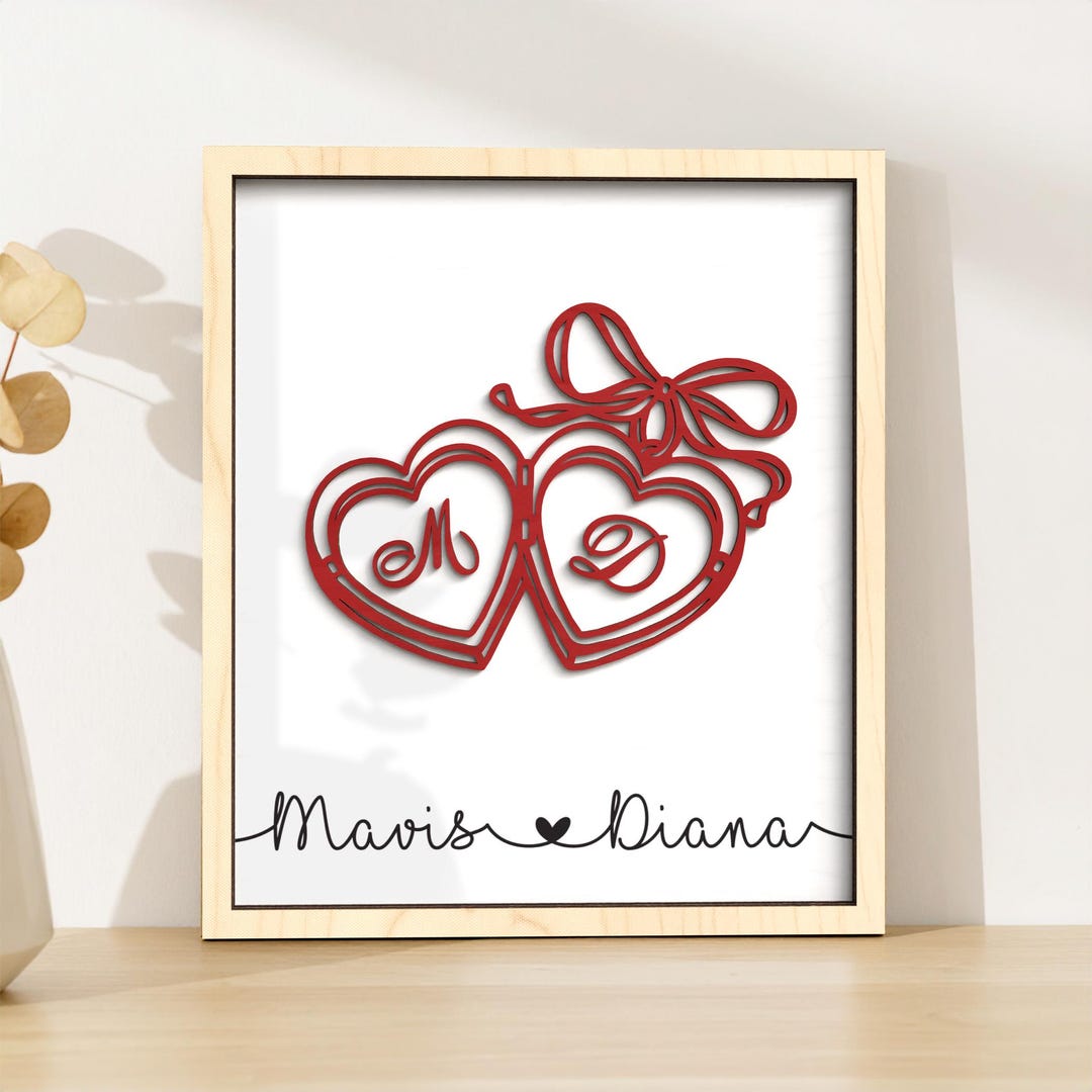Custom Couples Initials Heart Sign, Couples Name Sign, Valentines Day ...