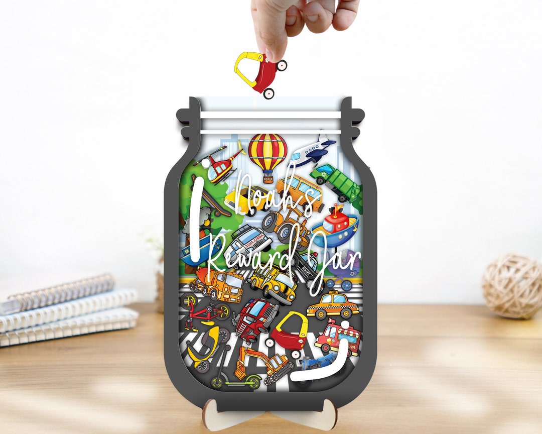 Vehicle Reward Jar, Car Reward Jar, Custom Gift for Kid, Car Token ...
