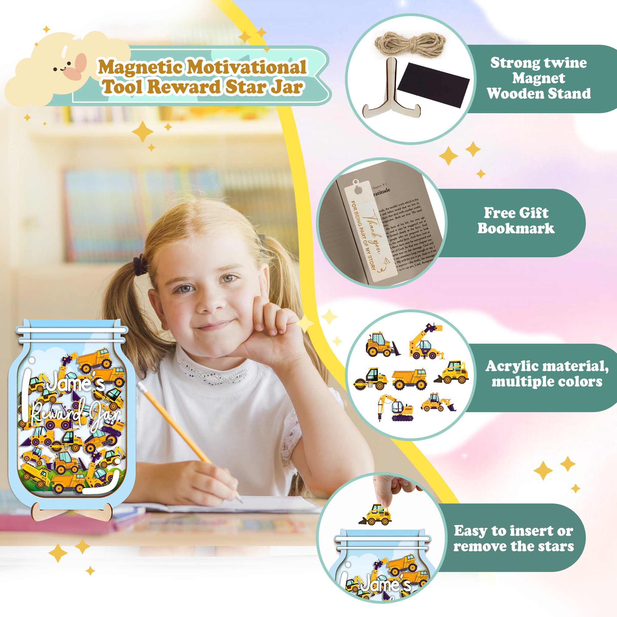 Construction Vehicle Reward Jar, Children Reward Jar, Cars Tokens ...