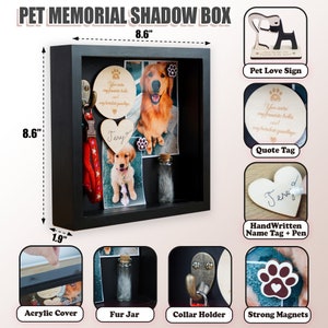 Personalized Pet Shadow Box, Pet Memorial Coller Holder Frame, Pet Loss ...