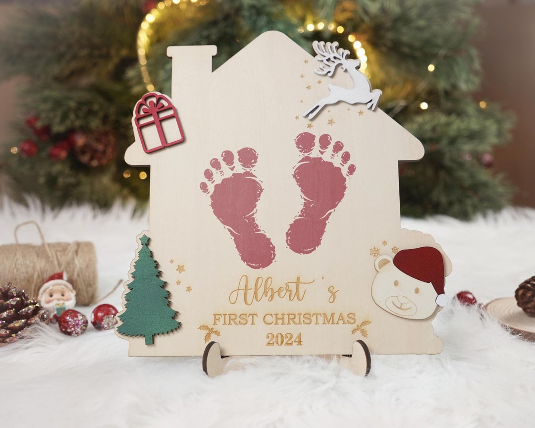 Personalized DIY Christmas Baby Footprint Decor,my First Christmas, New ...