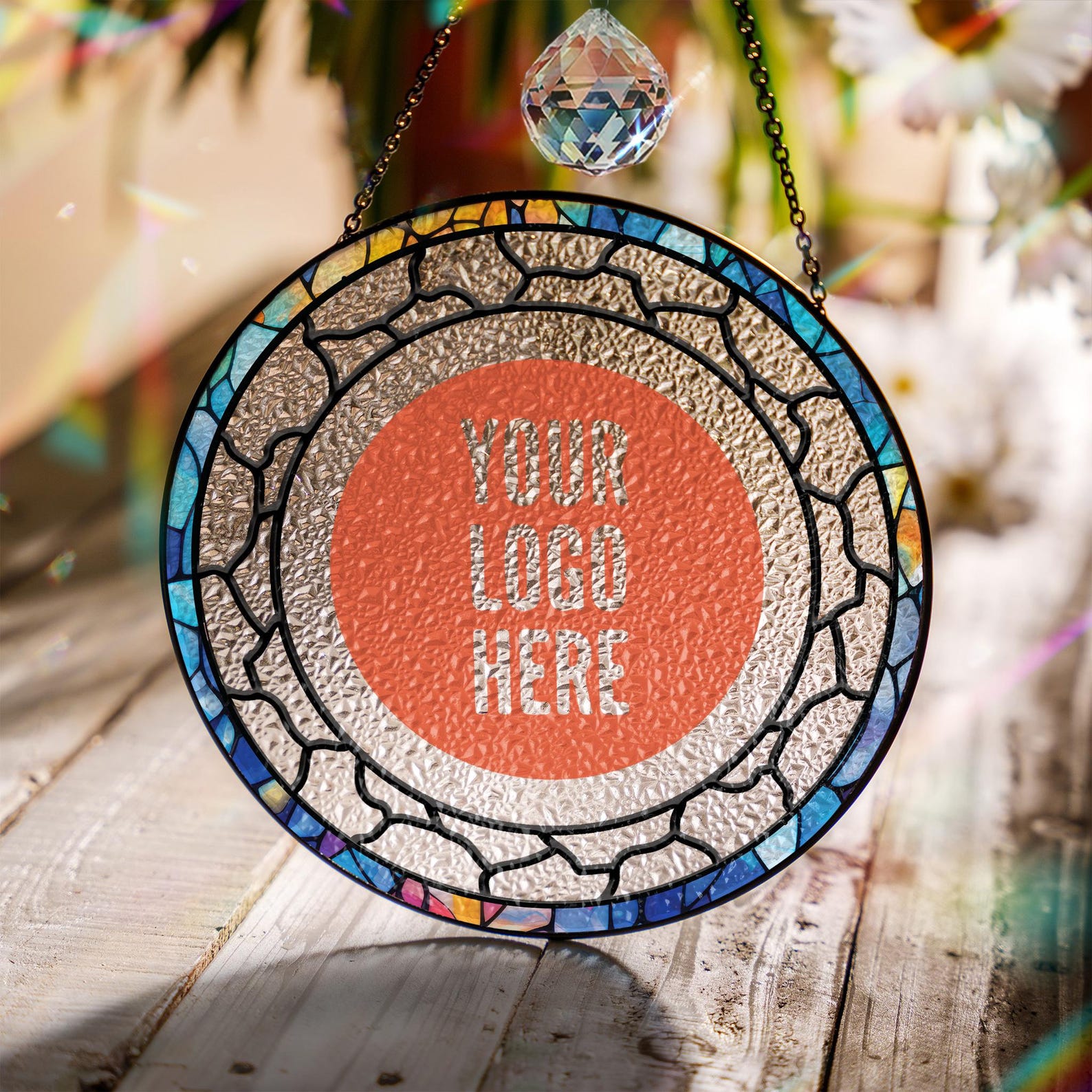 Personalized Signature Logo Design Stained Glass Icon Suncatcher for ...