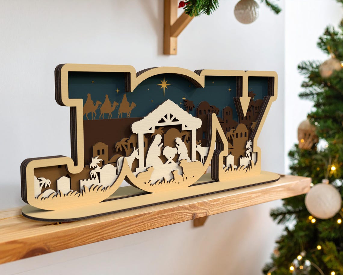 3D Wooden JOY Letter Sign,nativity Christmas Gift,meaningful Christian ...
