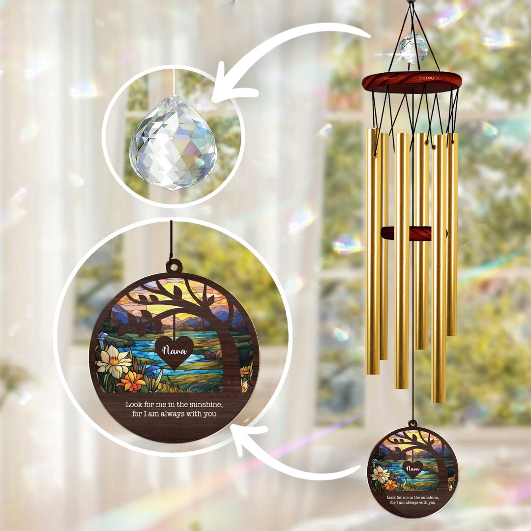 Sympathy Wind Chimes Personalized, Hear the Wind Memorial Chime, Loss ...