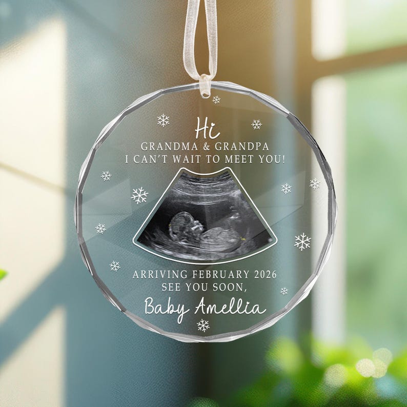 Hi Grandma and Grandpa Photo Ultrasound Ornament, Personalized Bumps ...