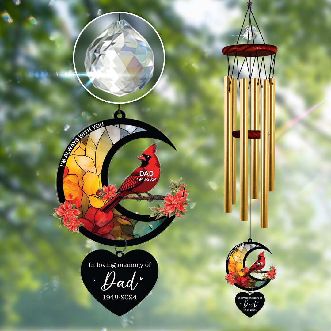 Memorial Wind Chimes,loss of Dad,memorial Suncatcher,loss of Mom,listen ...