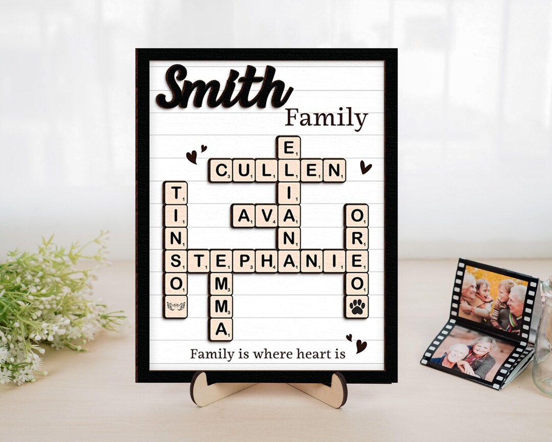 Scrabble Family Personalized, Scrabble Puzzle Sign, Grandkids Crossword ...