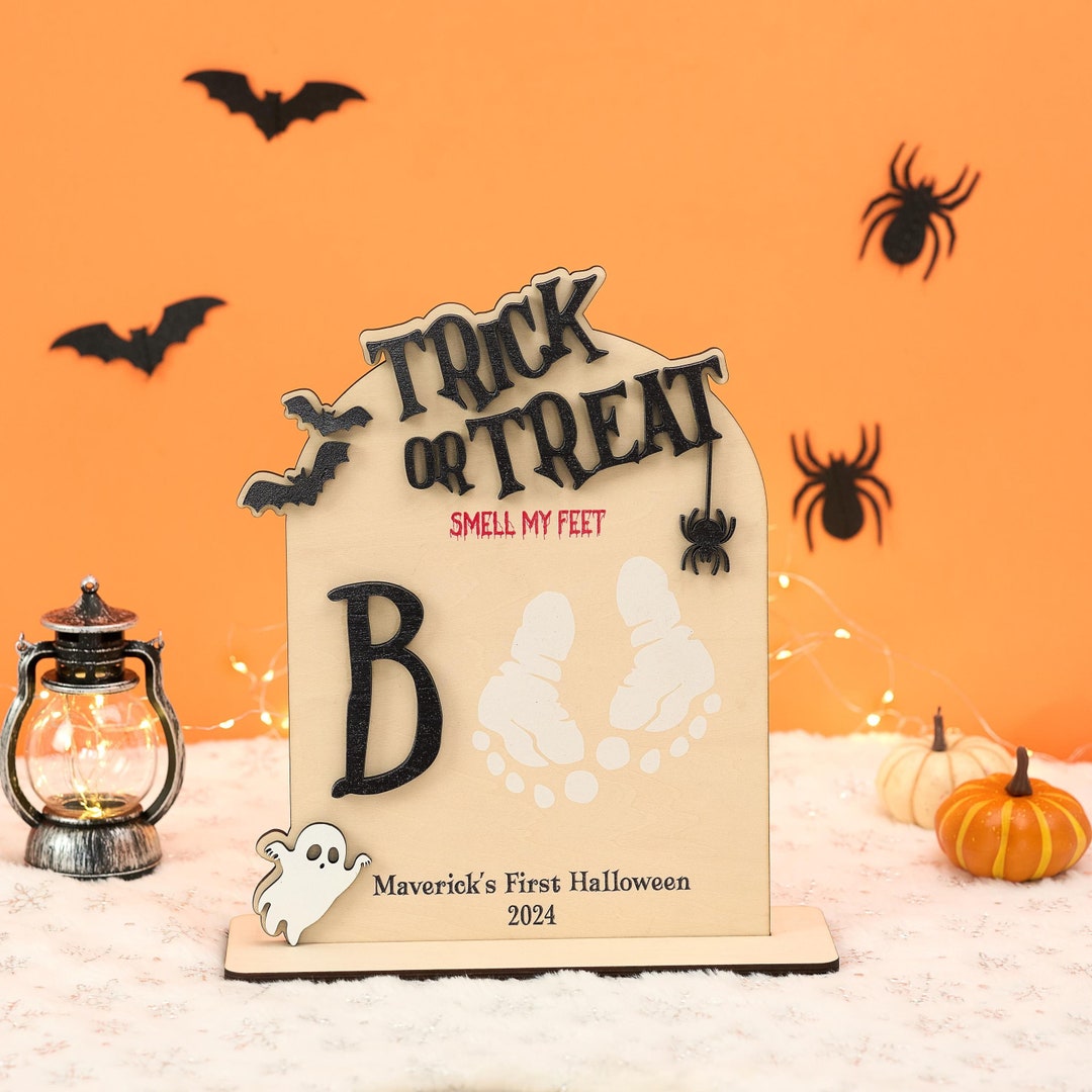 Baby First Halloween Keepsake, DIY Halloween Footprint Art, New Baby ...
