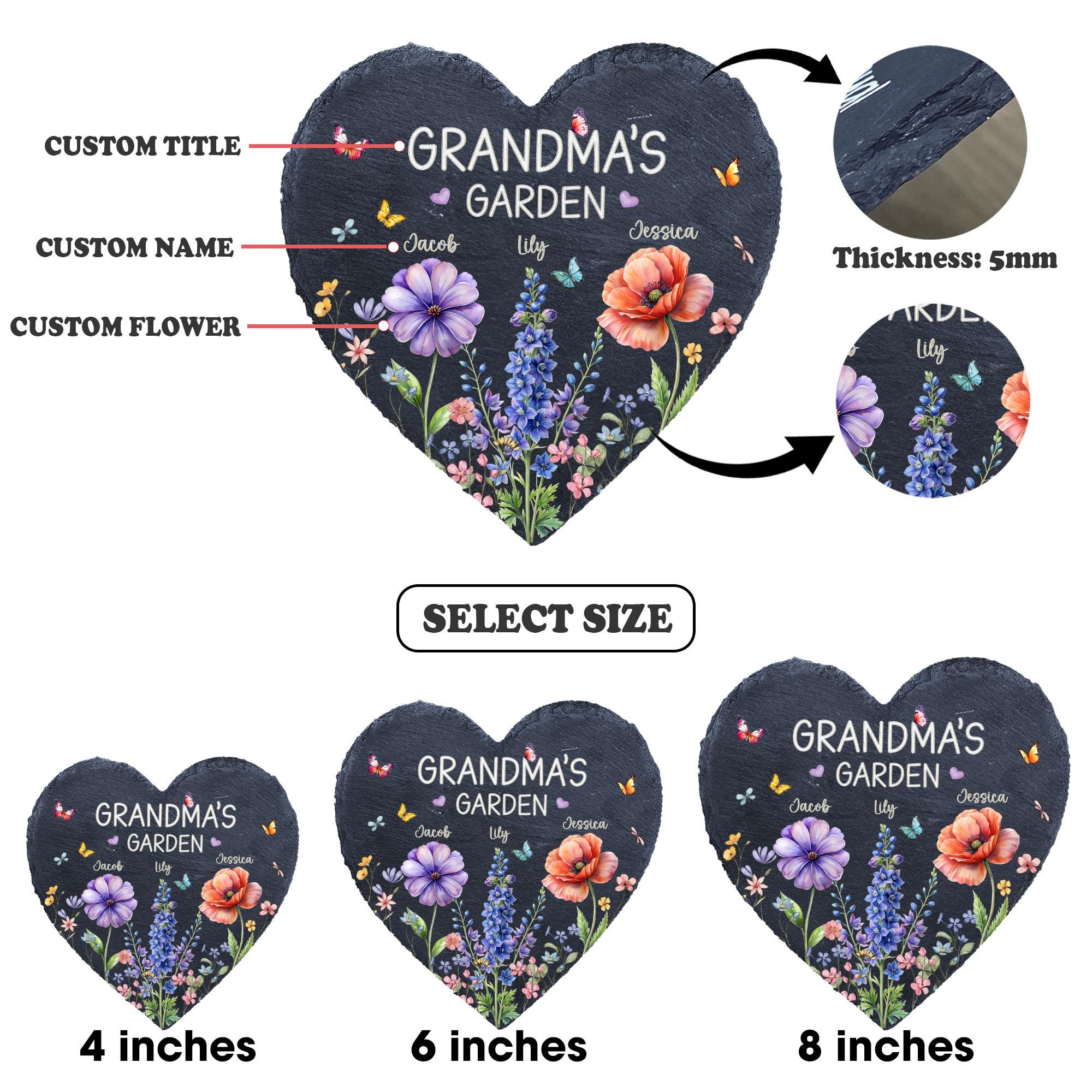 Grandma's Garden Stone, Personalized Grandma Stepping Stone Gifts for ...