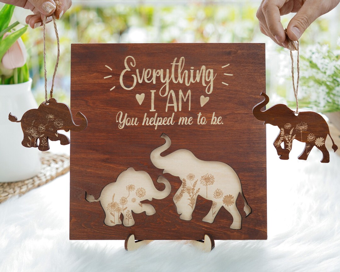 Personalized Elephant Mom and Baby Sign, Mother's Day Gift Elephant ...