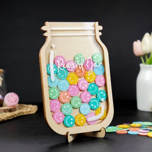 Custom Reward Jar With Tokens, Magnet Jar, Classroom Teacher, Smile ...