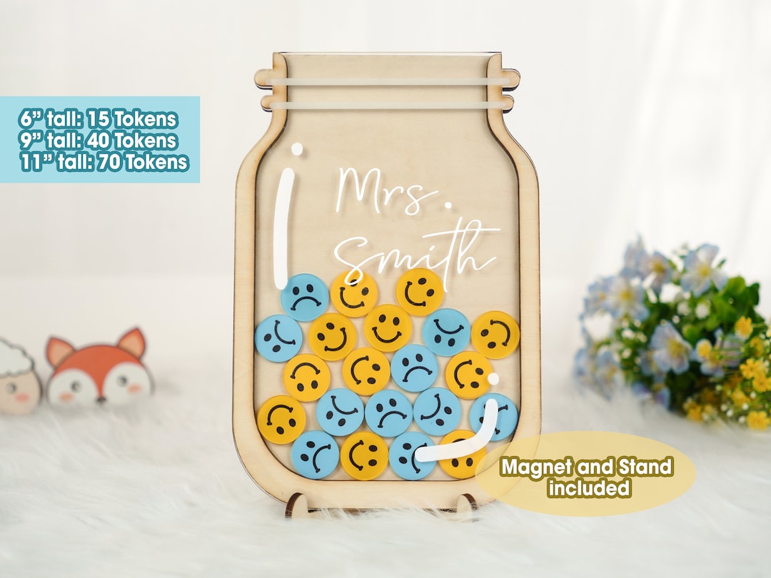 Smile and Sad Face Reward Jar, Personalised Gift for Teacher, Colorful ...