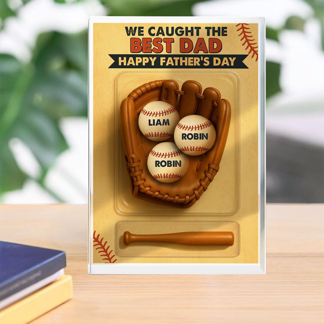 We Caught the Best Dad Baseball Personalized Acrylic Bloclk Plaque ...