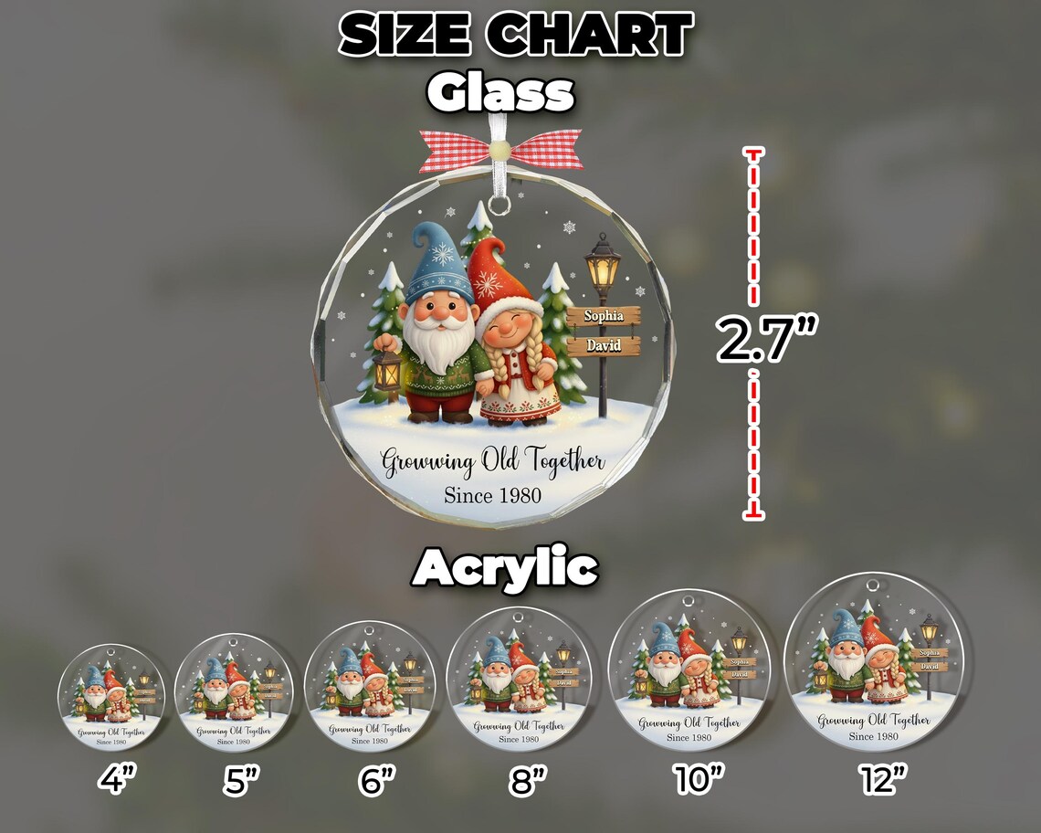 Personalized Gnomes Christmas Ornament,growing Old Together Gnome ...