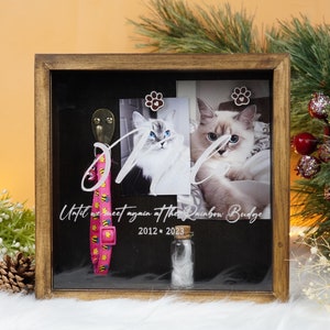Personalized Cat Memorial Keepsake Shadow Box, Pet Name Sign With ...