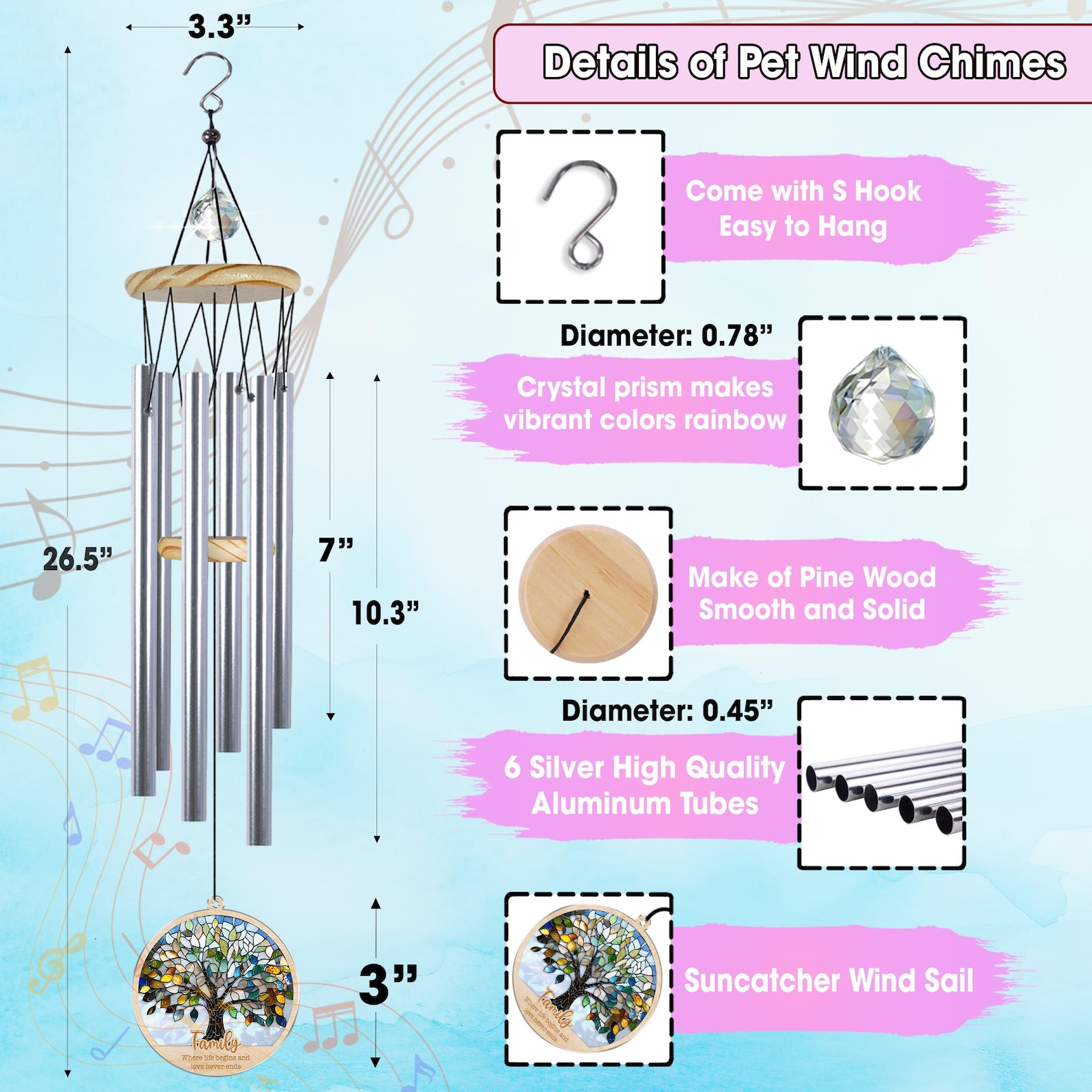 Personalized Family Wind Chimes,tree of Life Suncatcher,family Gift ...