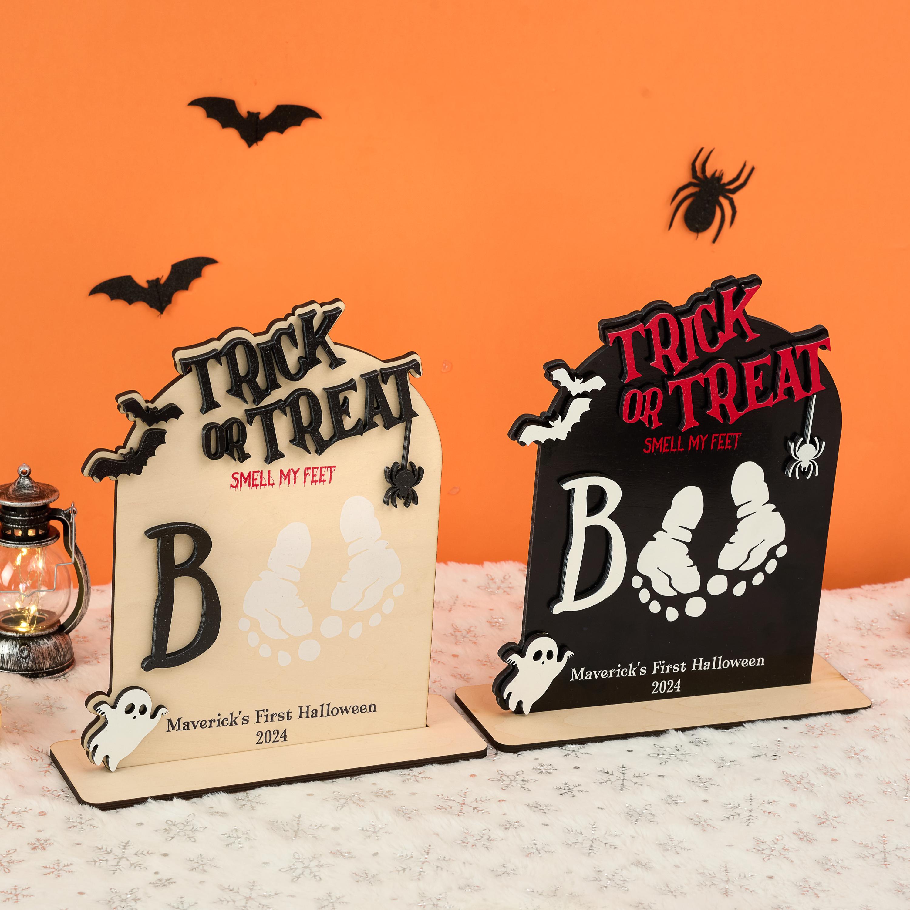 Baby First Halloween Keepsake, DIY Halloween Footprint Art, New Baby ...