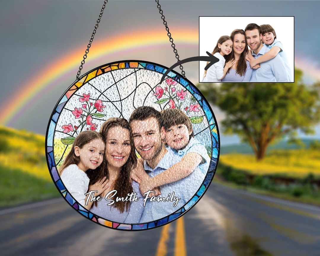 Custom Family Photo Stained Glass Suncatcher, Family Portrait ...