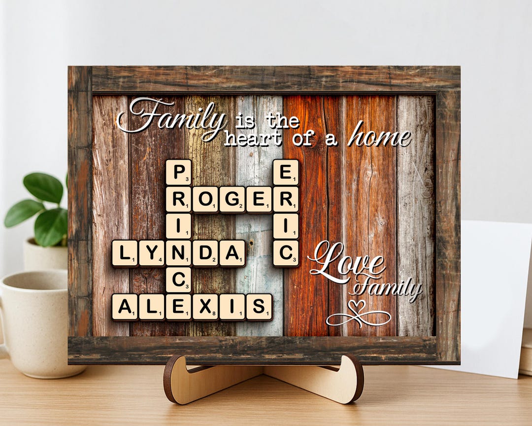 Scrabble Family Name Frame,custom Crossword Scrabble Puzzle Wooden Sign ...