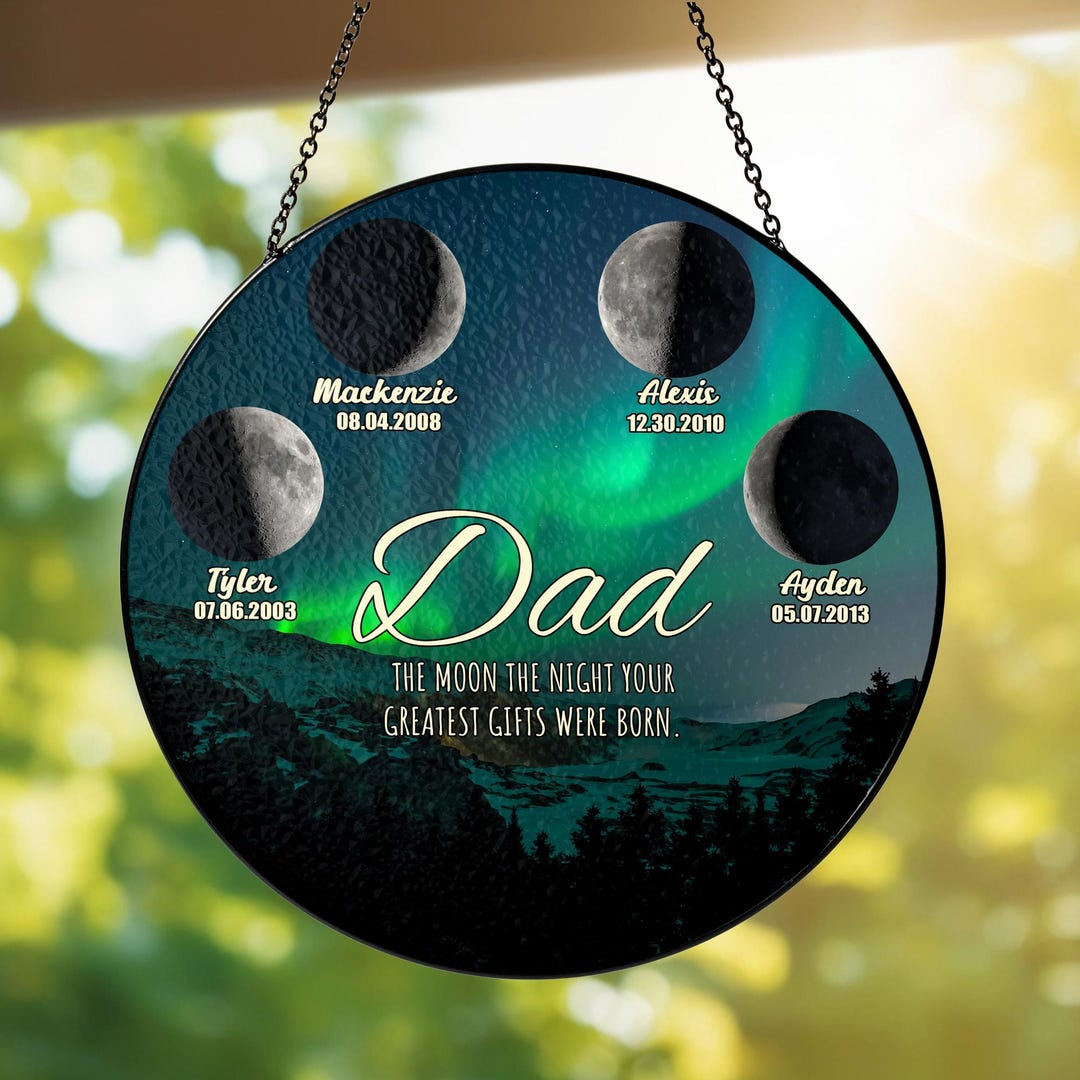 The Day You Became Dad Custom Birth Moon Phase Personalized Poster ...