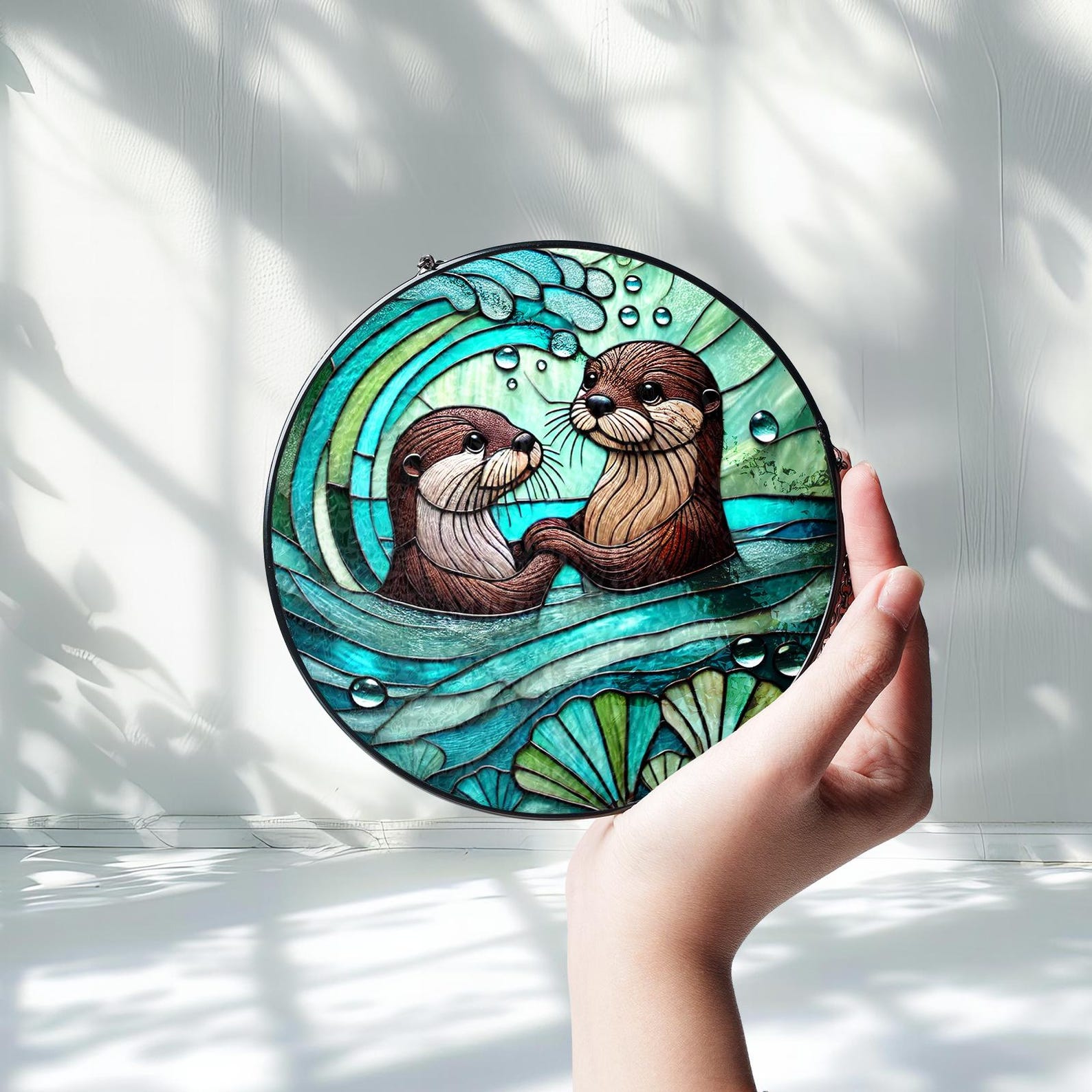Otter Couple Stained Glass Otter Lover Gift Love Suncatcher Gifts for ...