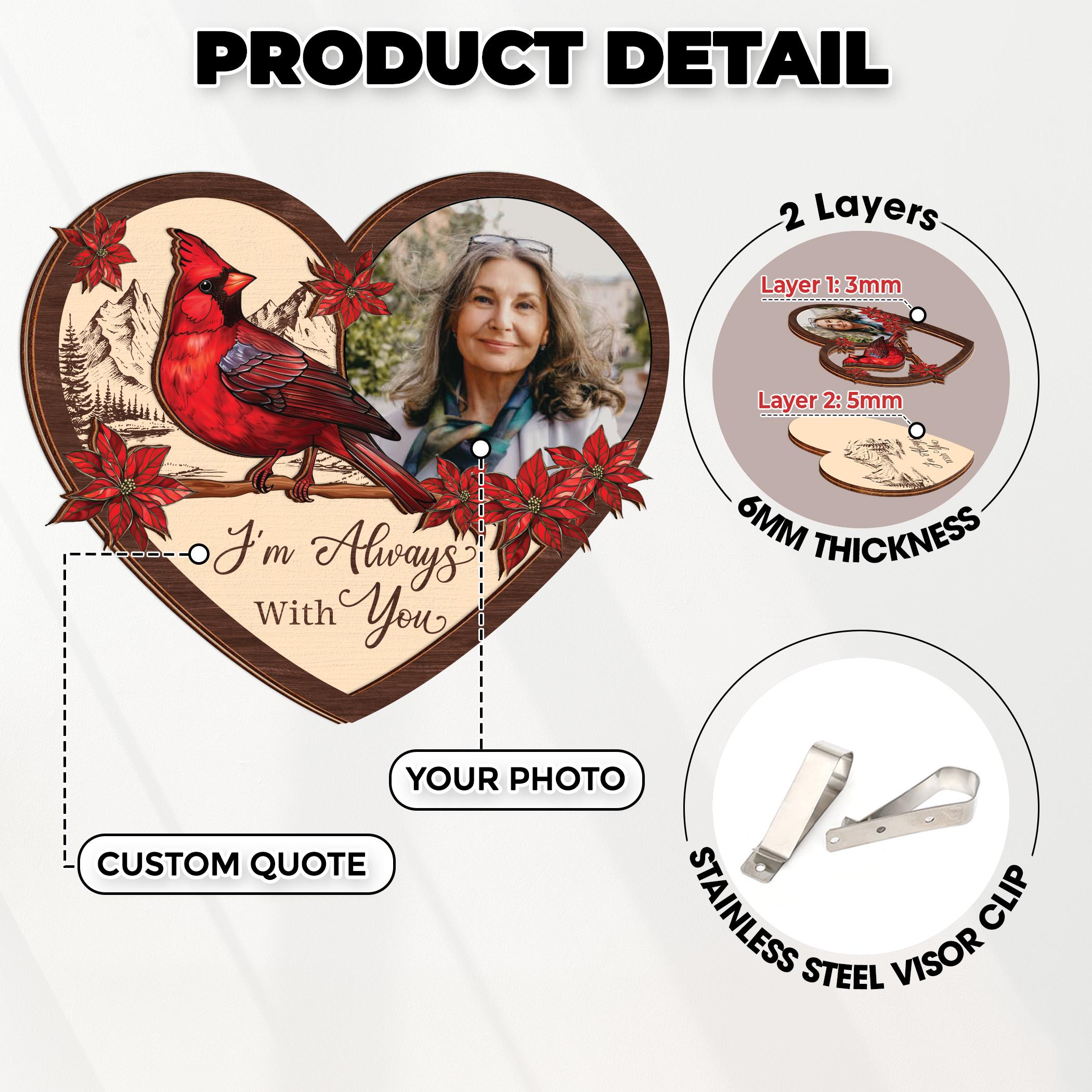 Custom Photo Car Visor Clip, Memorial I Am Always With You Visor Clip ...