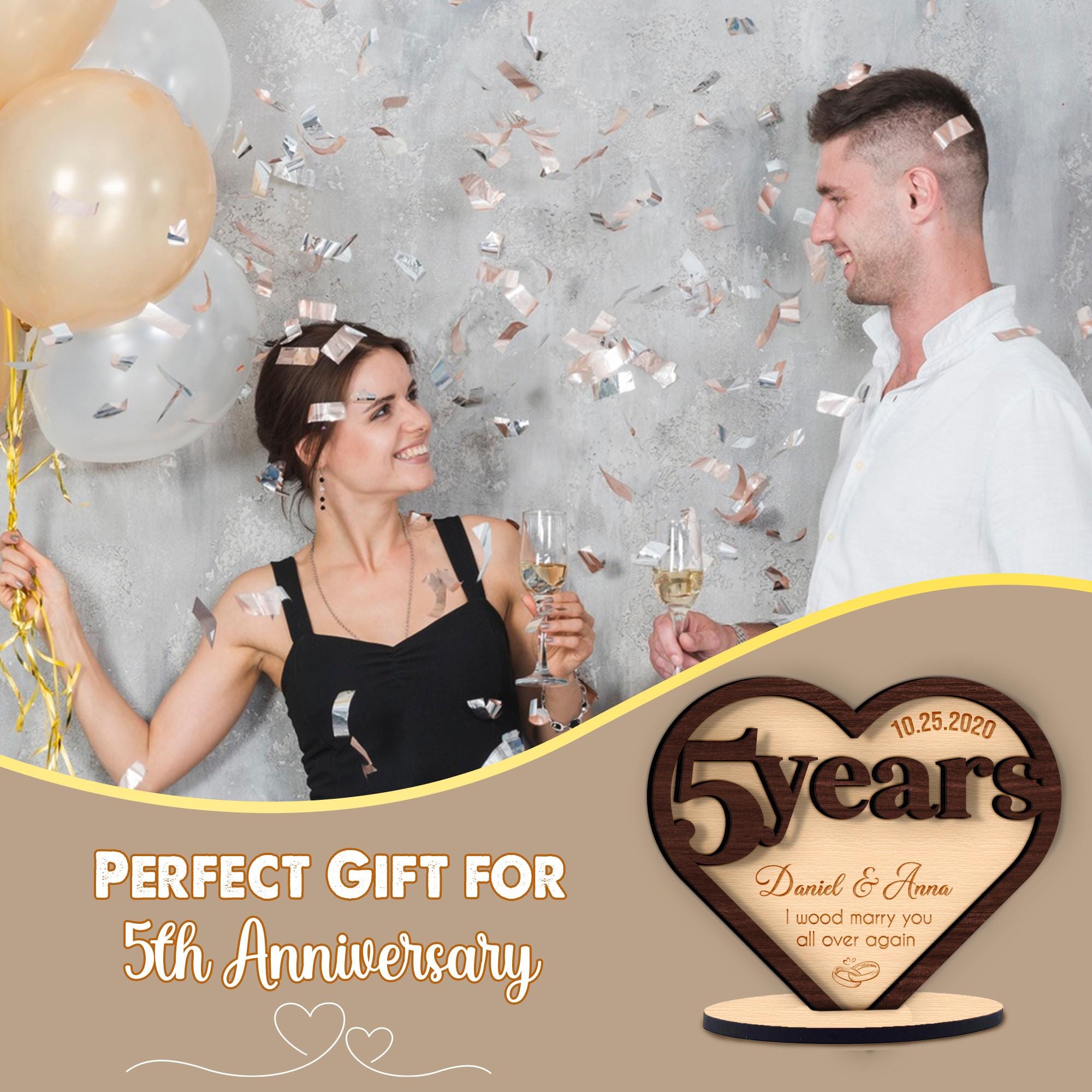 5th Wedding Wood Anniversary Keepsake, I Wood Marry You All Over Again ...