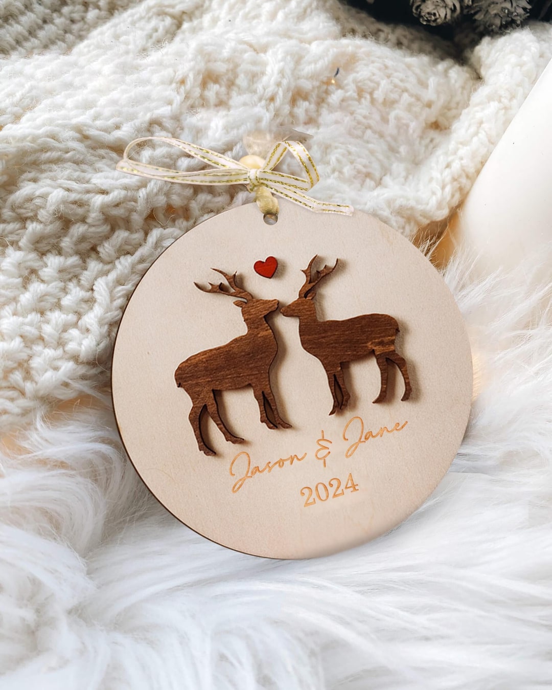 Custom Penguin Couples Christmas Keepsake, Wooden Polar Bear Couples ...