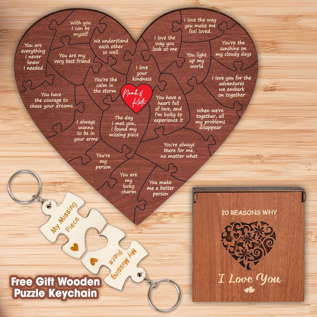 Reasons I Love You Puzzle Box, Personalized Gift for Her, Gift for ...