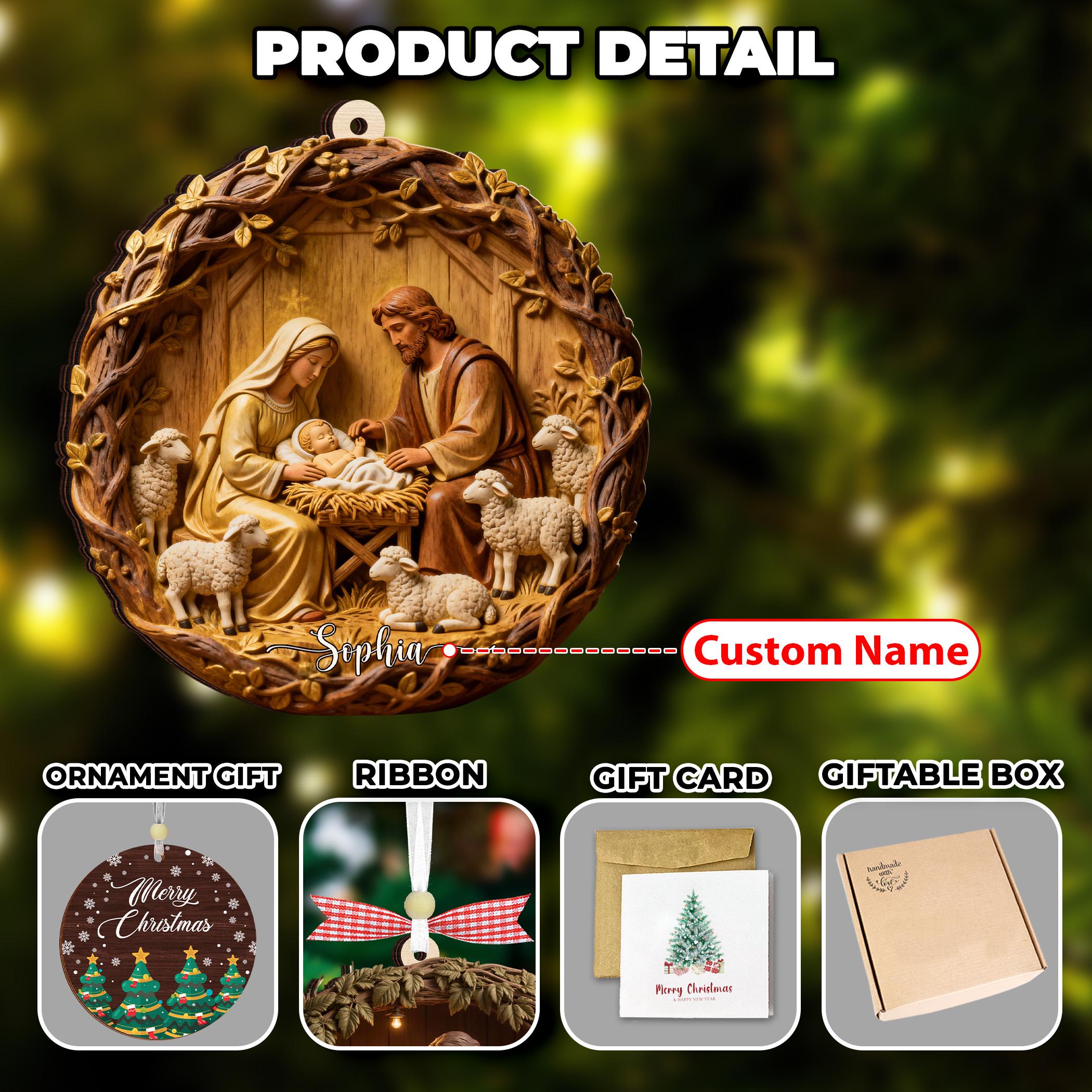 Personalized Nativity Jesus Ornament,nativity Scene Christmas Ornament ...