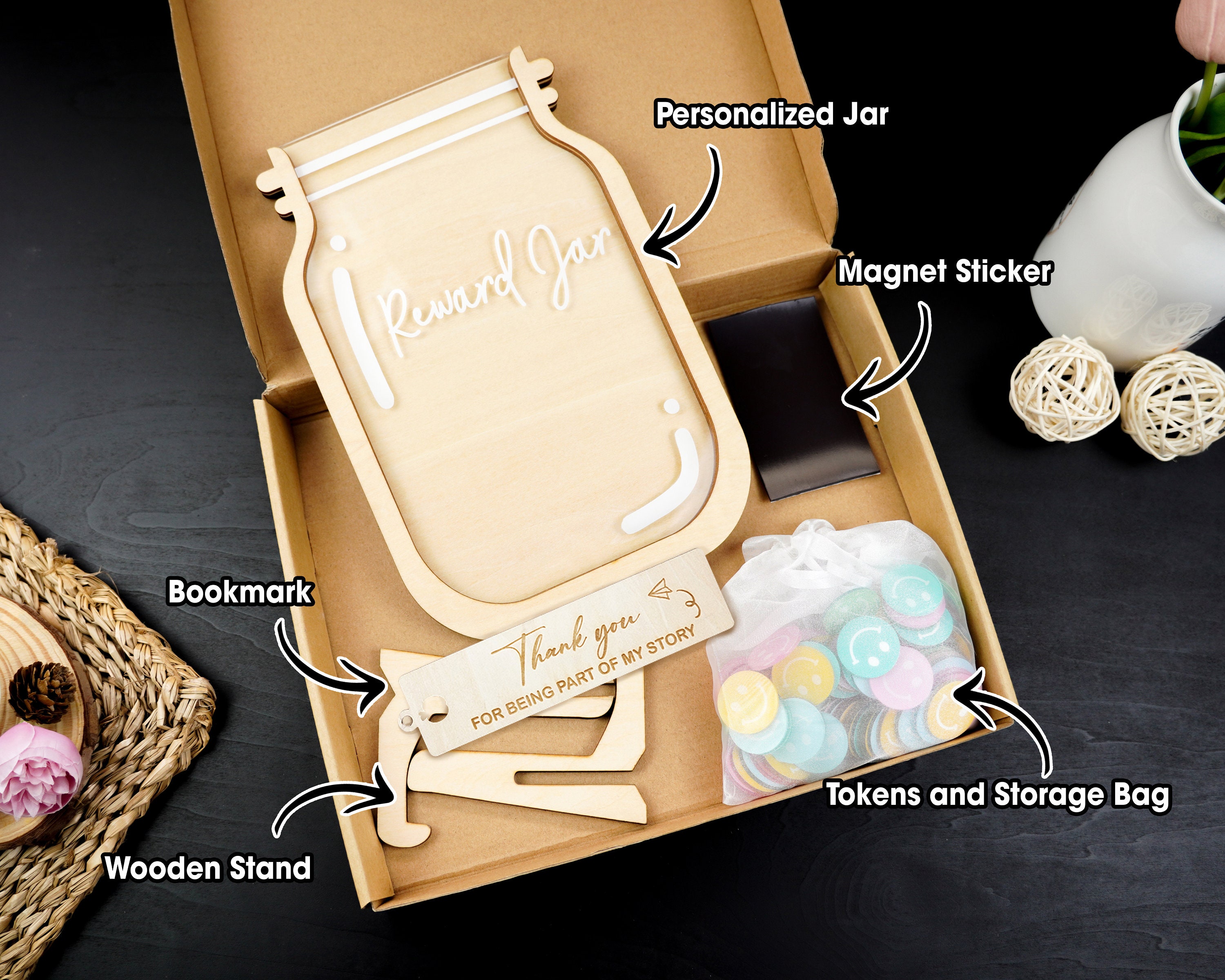 Smiley Face Reward Jar, Personalised Gift for Teacher, Colorful ...