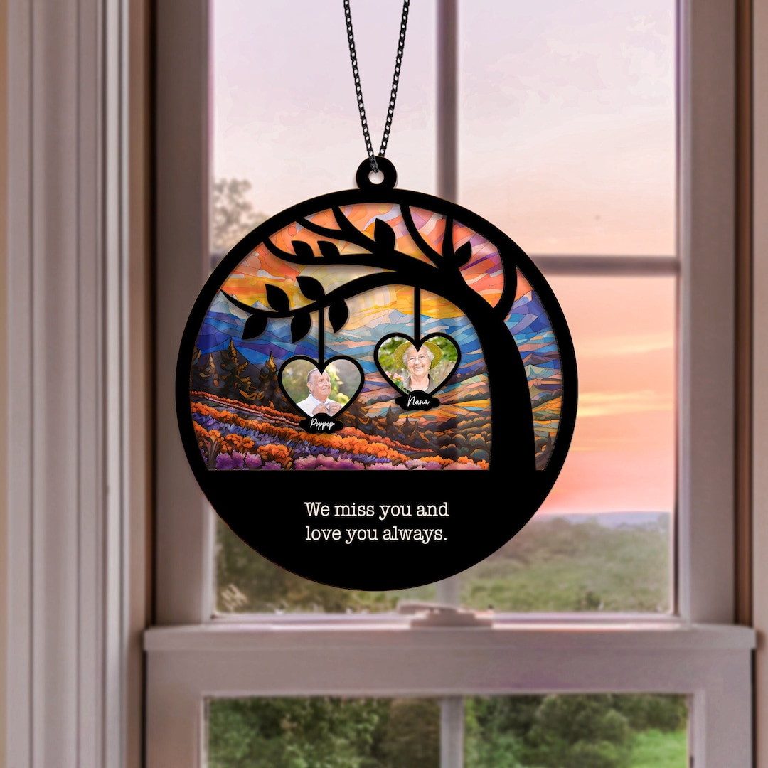Sympathy Gift, Memorial Suncatcher Personalized, Custom Memorial Photo ...