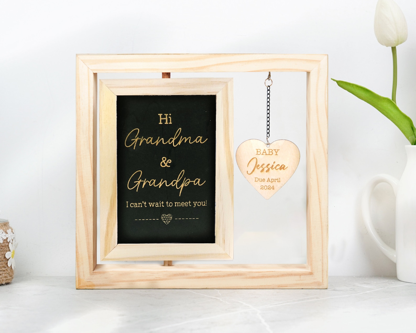 Hi Grandma Photo Frame, Family Pregnancy Announcement, Baby ...