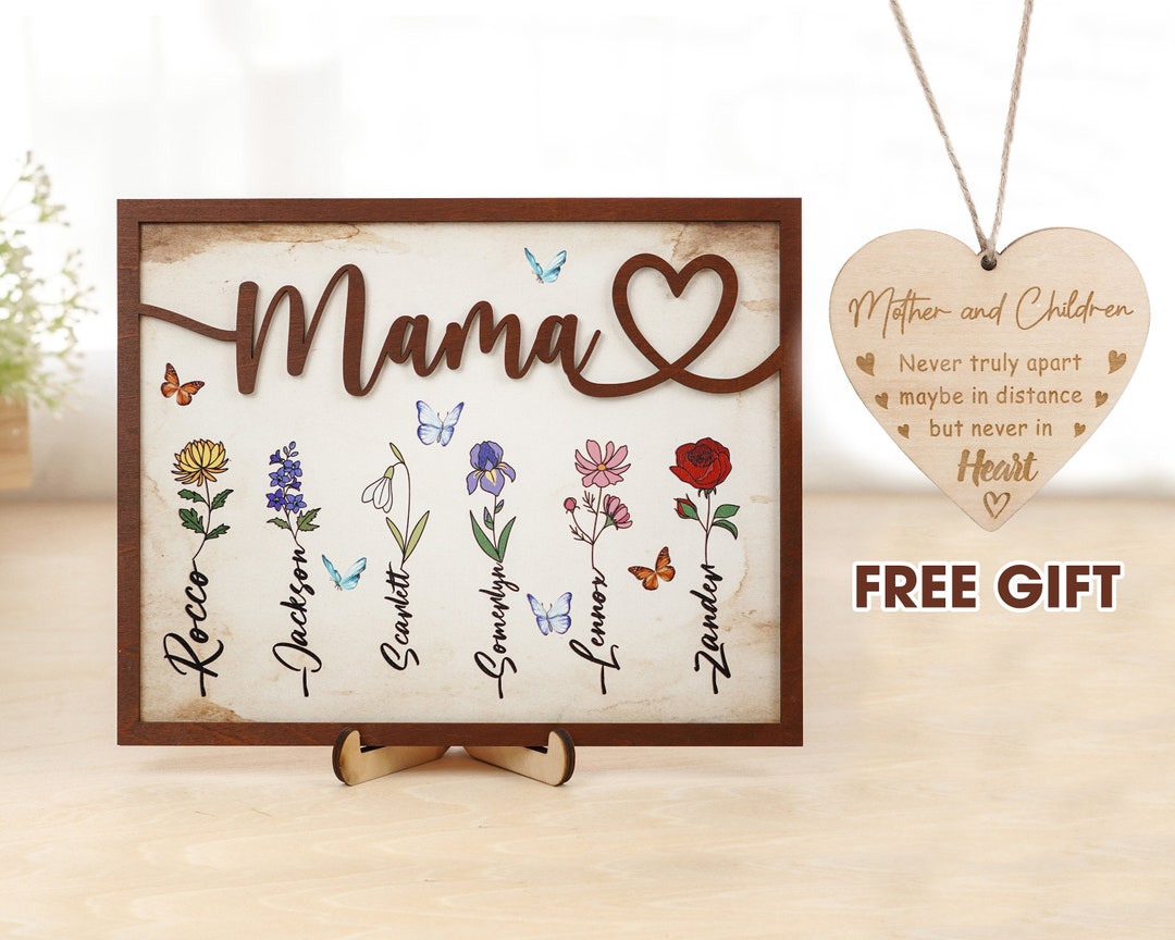 Custom Birth Month Flower Sign, Personalized Mom Gifts, Nana Wood Sign ...