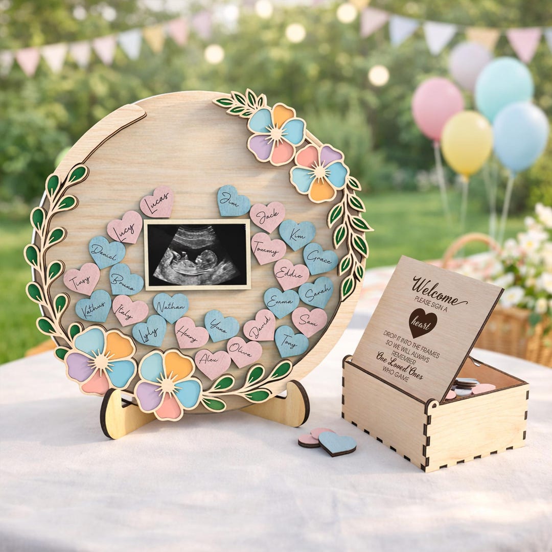 Custom Baby Shower Guest Book Frame,baby Gender Reveal Voting Box,baby ...