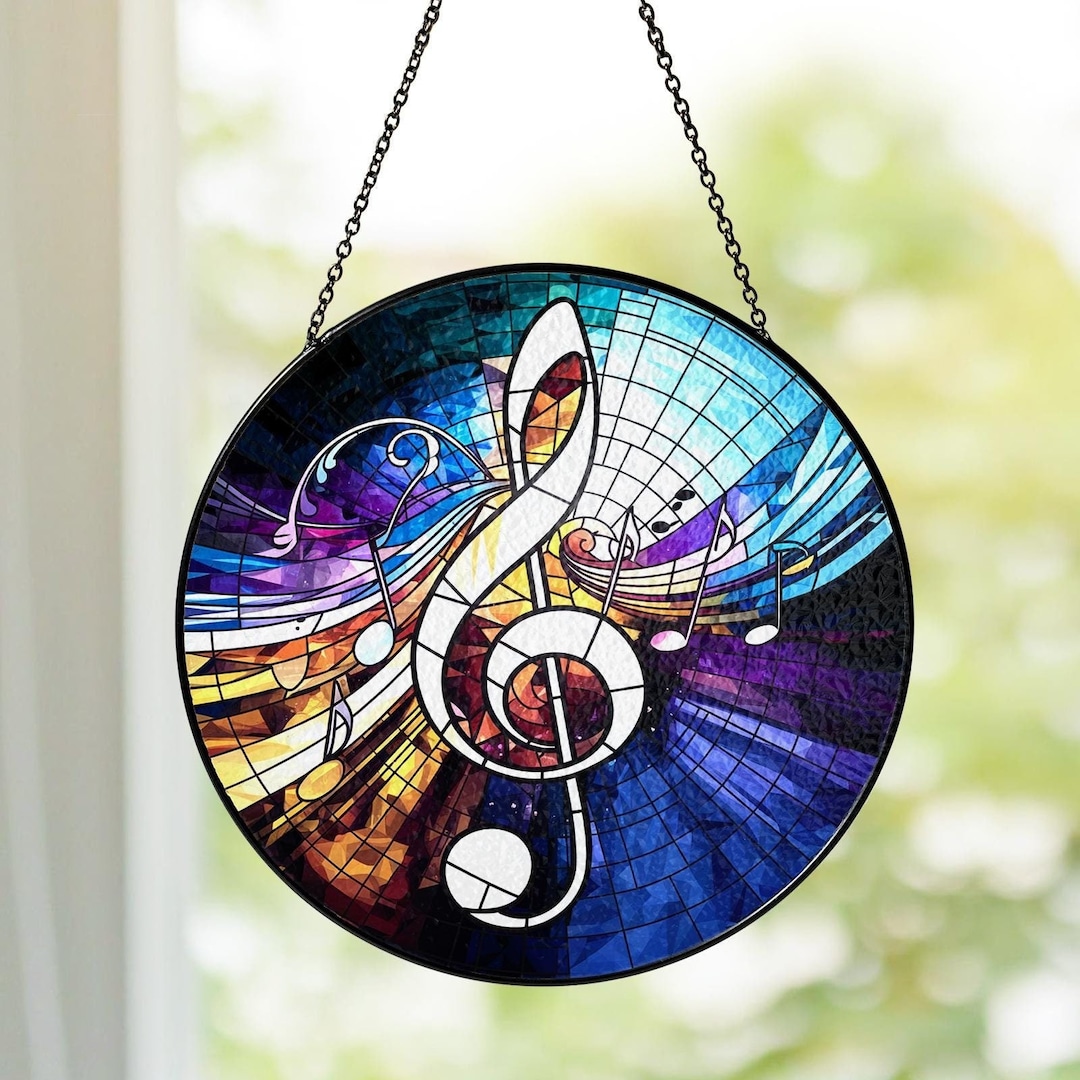 Musical Note Treble Clef Stained Glass Suncatcher Music Teacher Piano ...