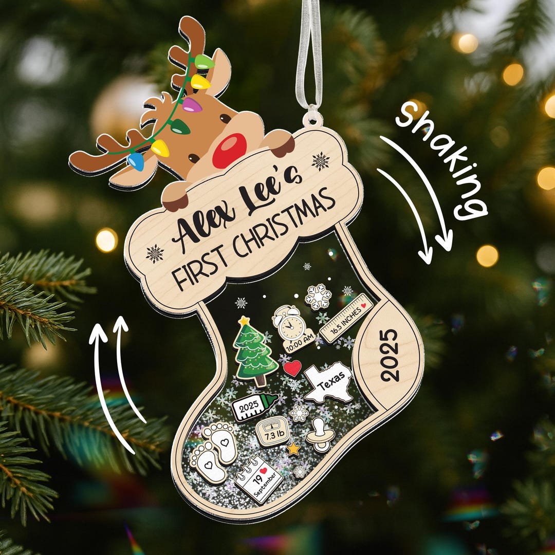 Personalized Baby's First Christmas Ornament,4d Shaker Ornament,baby ...