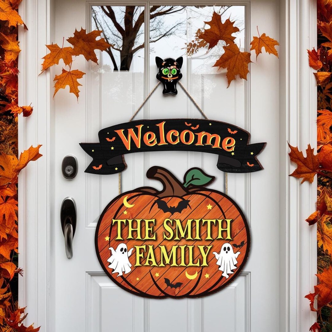 Happy Halloween Door Hanger, Halloween Welcome Sign, Halloween ...
