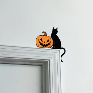 Cat Door Topper,cat Ghost Door Corner Sign,halloween Black Cat and ...
