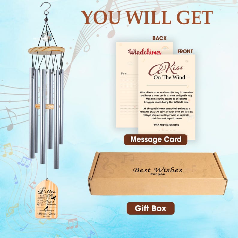 Memorial Wind Chimes Personalized,listen to the Wind,sympathy Gifts for ...