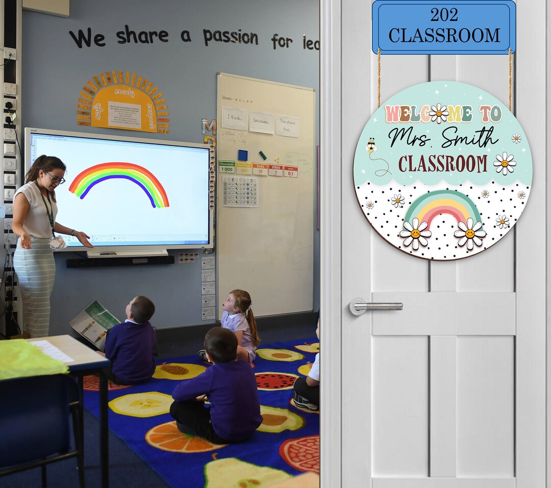 Personalized Teacher Door Sign, Teacher Door Hanger, Custom Teacher ...