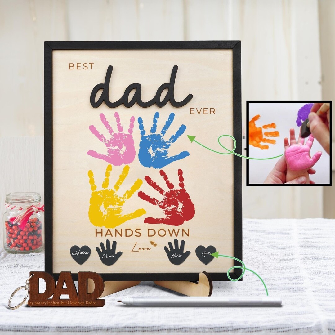 Hands Down Best Dad Ever,family Handprint Keepsake Frame,dad With ...