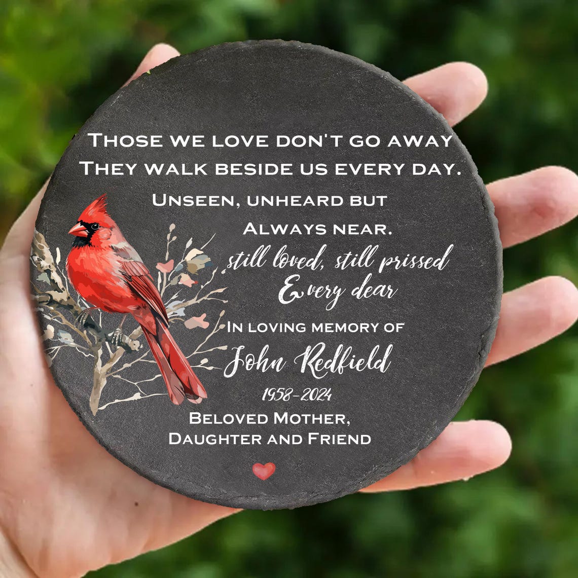 Dad Memorial Stone, Cardinal Memorial Garden Stone, Sympathy Gift for ...