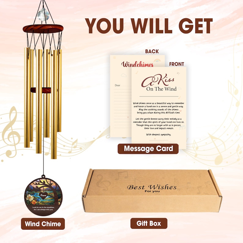 Sympathy Wind Chimes Personalized, Hear the Wind Memorial Chime, Loss ...