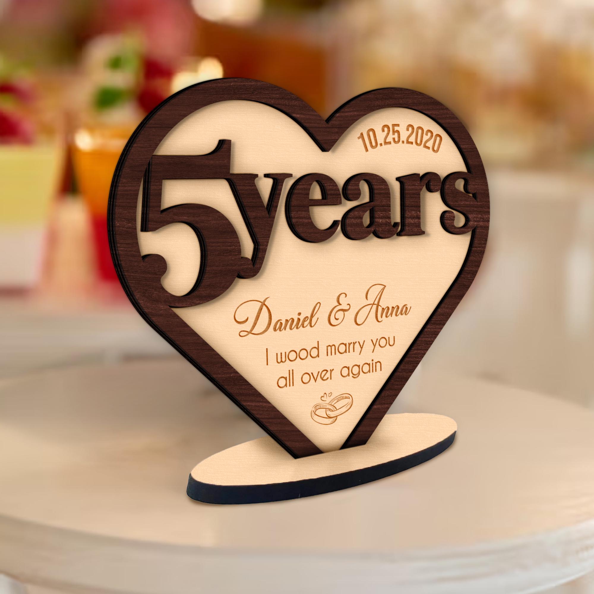 5th Wedding Wood Anniversary Keepsake, I Wood Marry You All Over Again ...