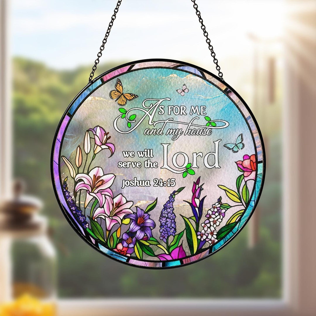 Bible Verse Stained Glass Window Hanging Suncatcher, Christian Decor ...