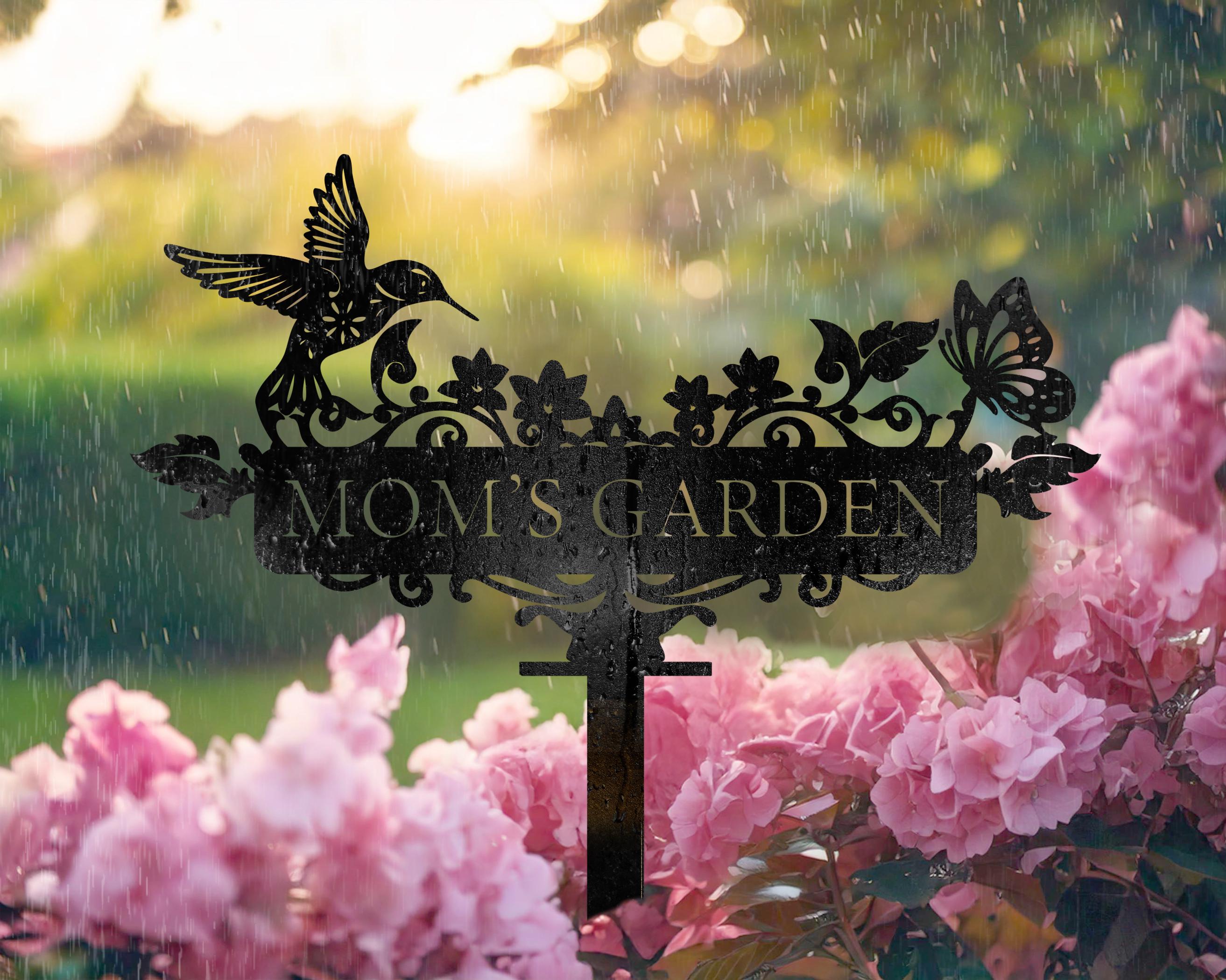 Custom Humming Bird Metal Garden Decor, Bird With Flower Garden Sign ...